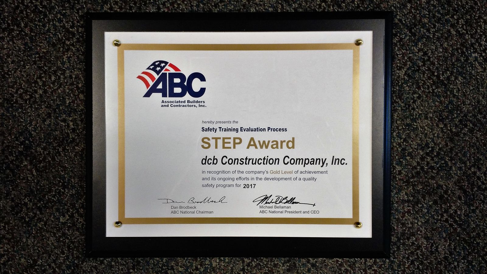 Associated Builders and Contractors - STEP Award - dcb Construction Company